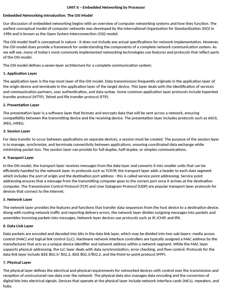UNIT II | PDF | Osi Model | Computer Network