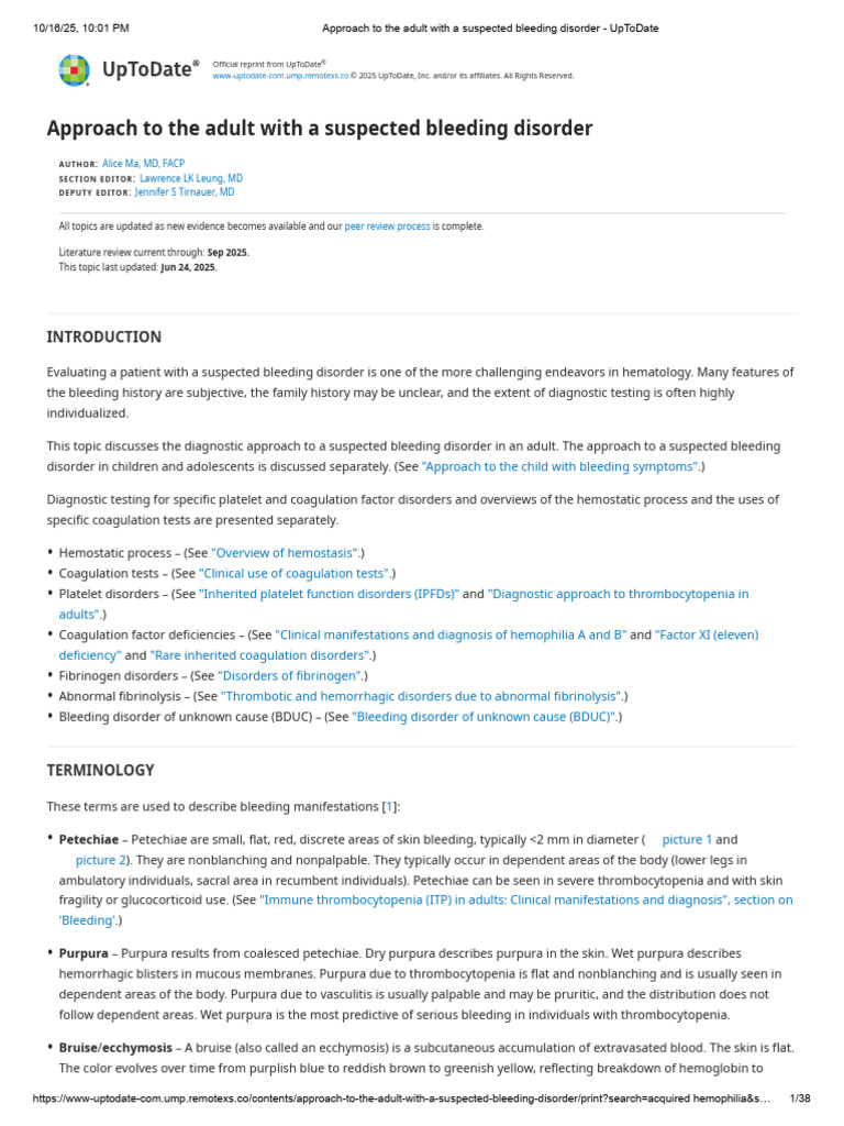 Diagnosing Adult Bleeding Disorders | PDF | Coagulation | Bleeding