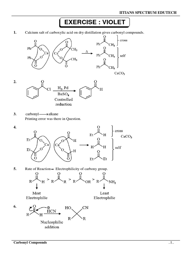 Carbonyl Compounds Overview and Reactions | PDF | Aldehyde | Ketone