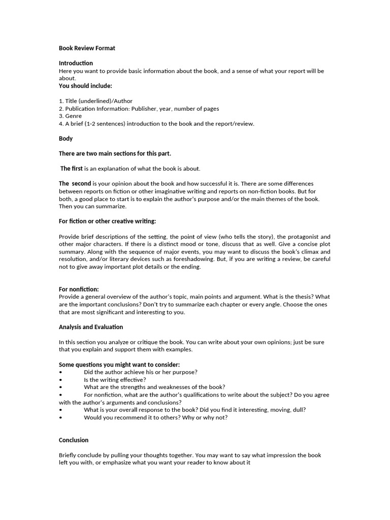 Book Review Format | PDF