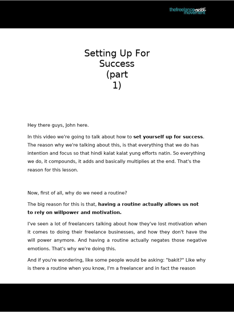 T 1-05-01 Setting Up For Success Part 1 | PDF