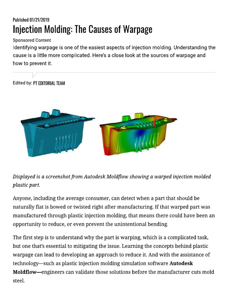 Injection Molding - The Causes of Warpage | PDF