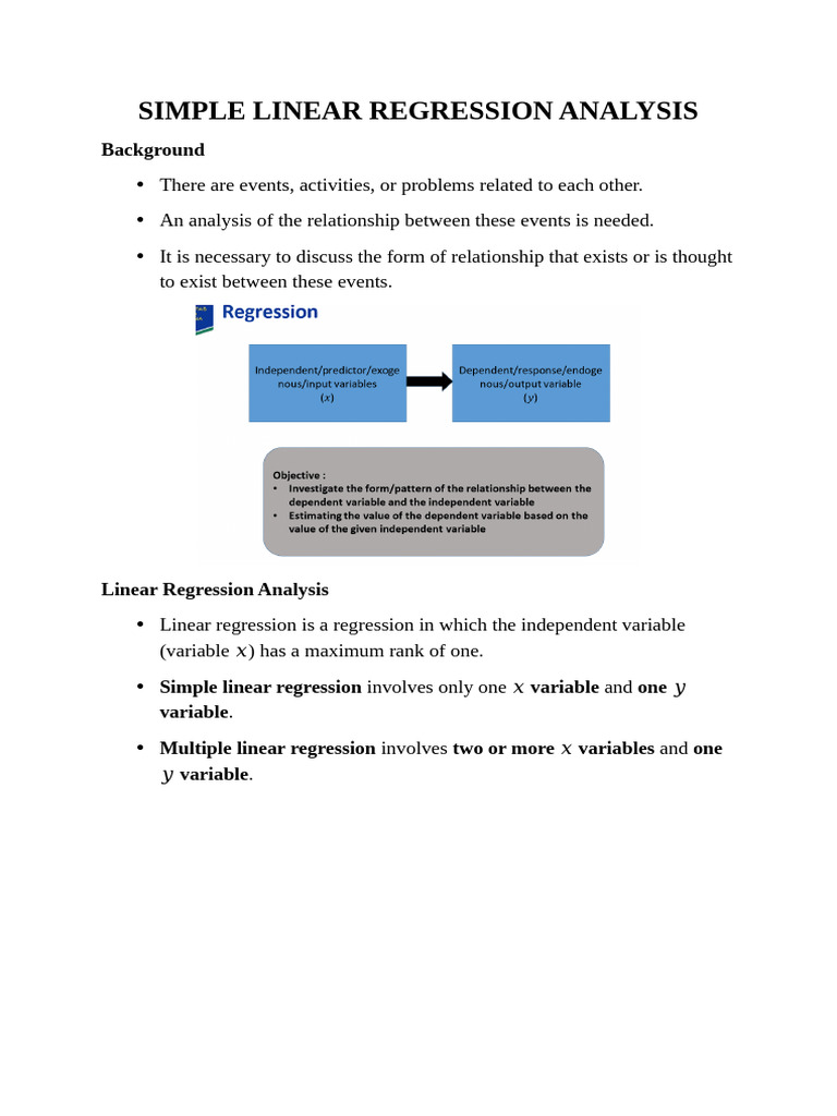 Simple Linear Regression Analysis | PDF