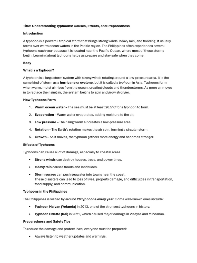 Understanding Typhoons - Causes, Effects, and Preparedness | PDF | Tropical Cyclones | Storms
