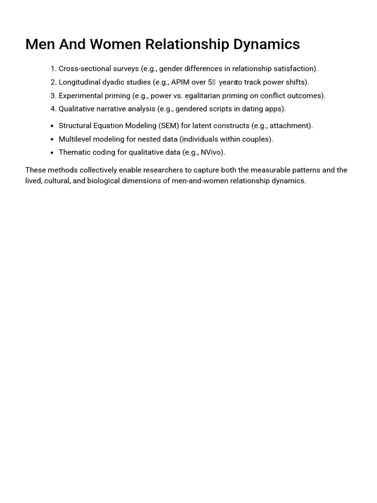 Men and Women Relationship Dynamics | PDF