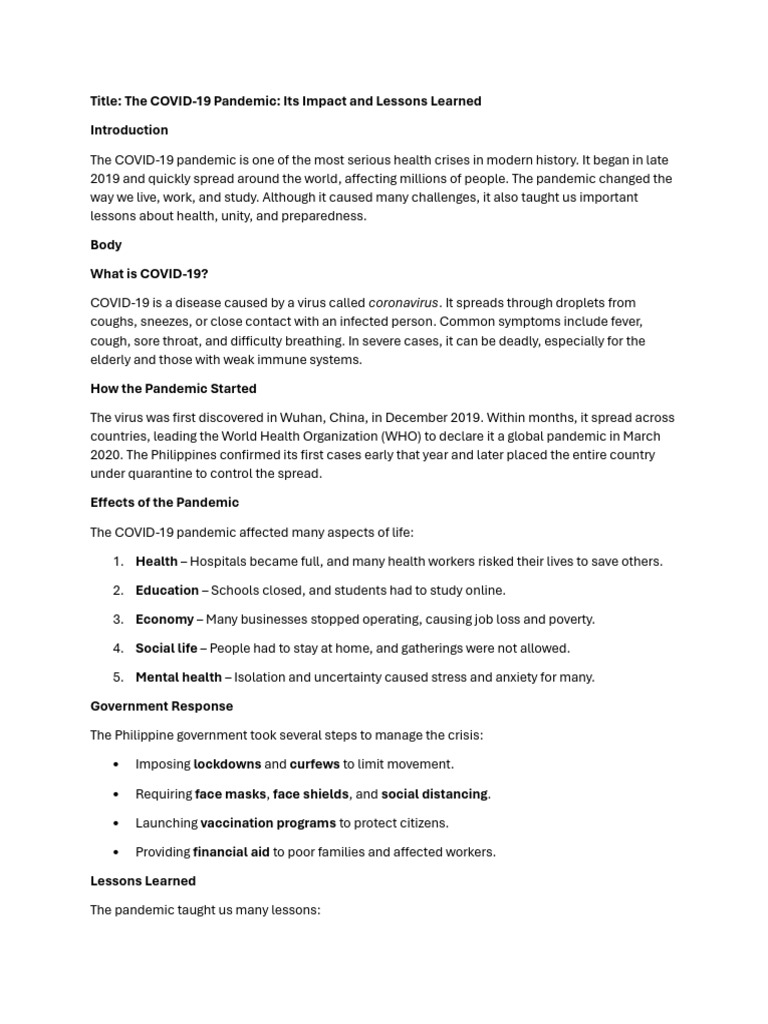 COVID-19 Pandemic: Impact and Insights | PDF | Health Disasters | Disasters