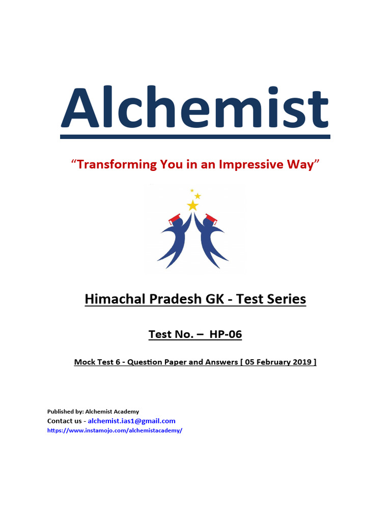 Test No. - HP-06 - Answers & Explanations - Himachal GK Test Series [by ...