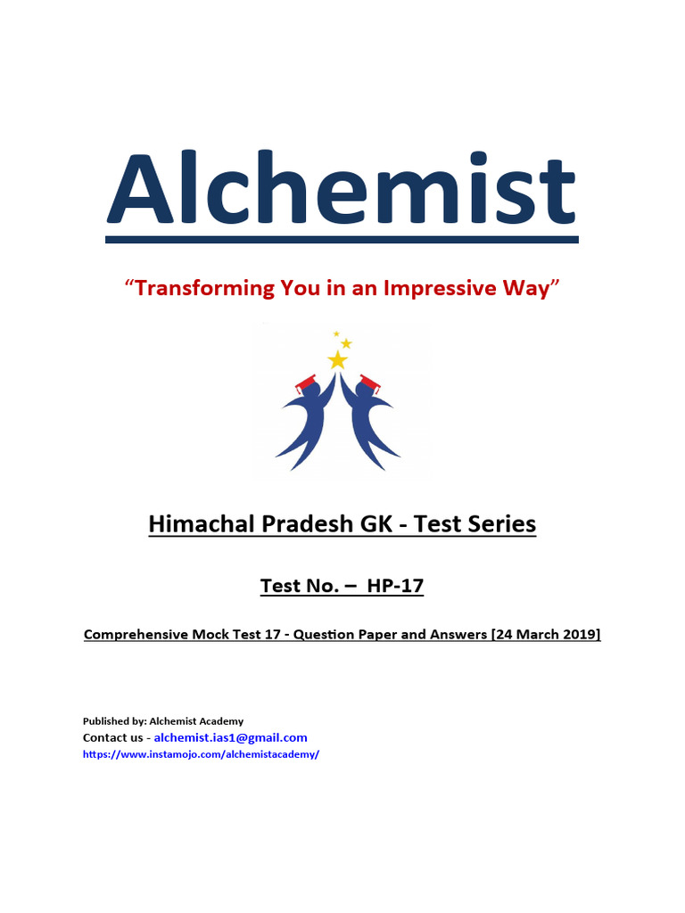 Test No. - HP-17 - Answers & Explanations - Himachal GK Test Series [by ...