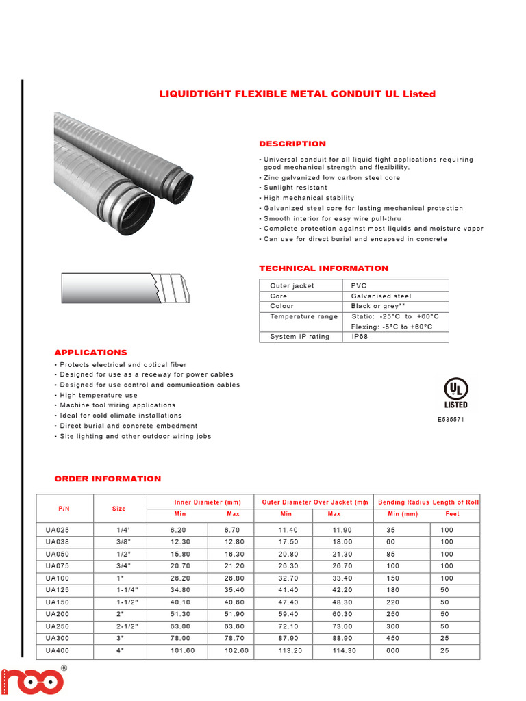 Liquidtight Flexible Metal Conduit | PDF | Materials | Building Materials