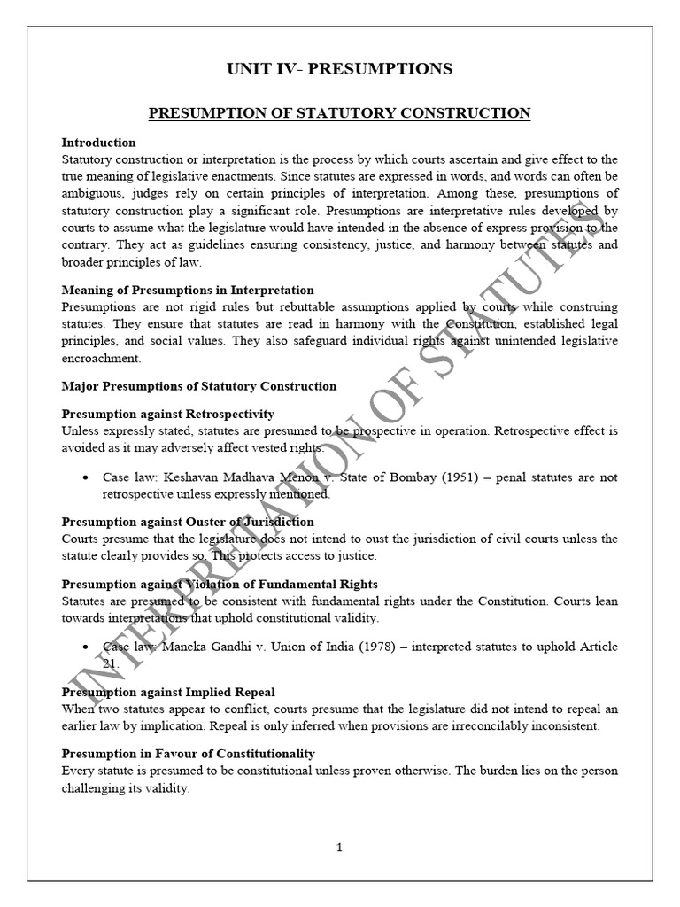 Statutory Construction Presumptions Explained | PDF | Statutory ...