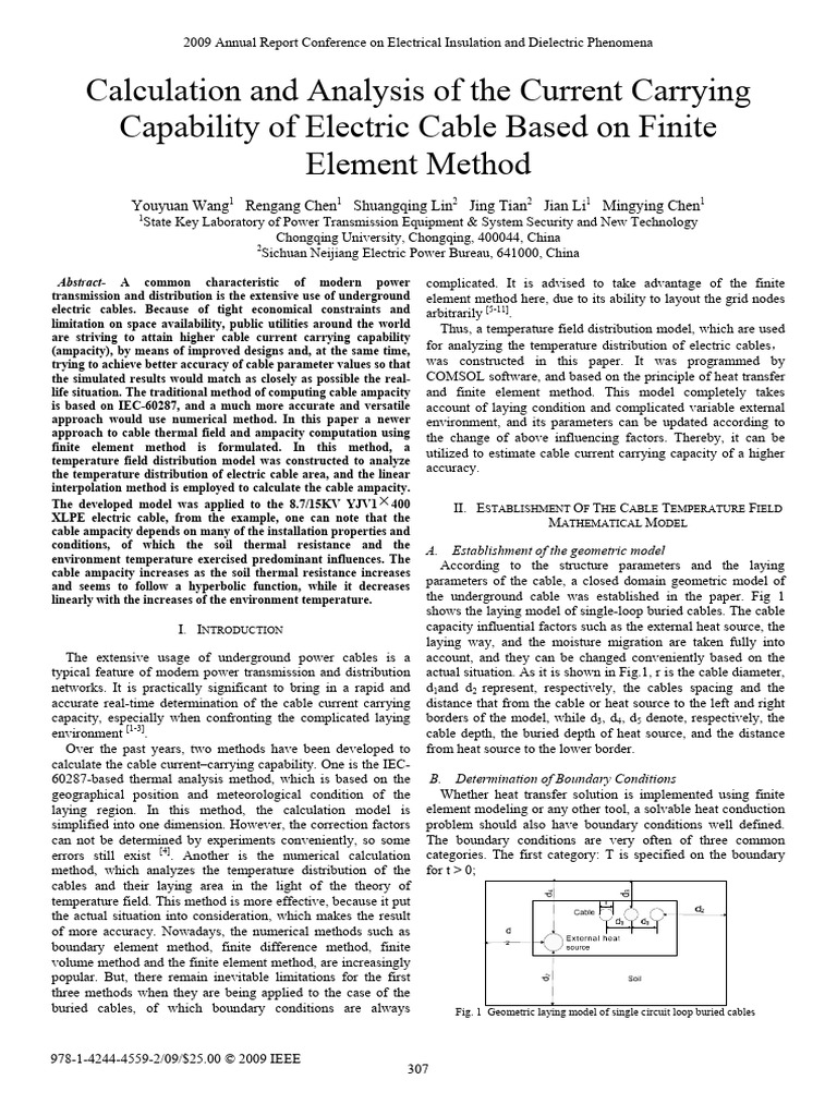 Calculation and Analysis of the Current Carrying Capability of Electric ...