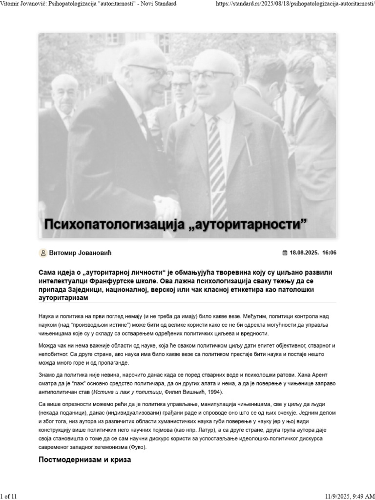 Vitomir Jovanović - Psihopatologizacija - Autoritarnosti - Novi ...