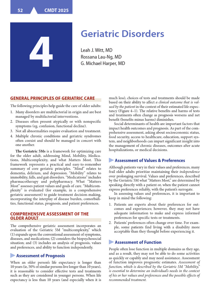 Geriatric Care Principles and Assessment | PDF | Dementia | Major ...
