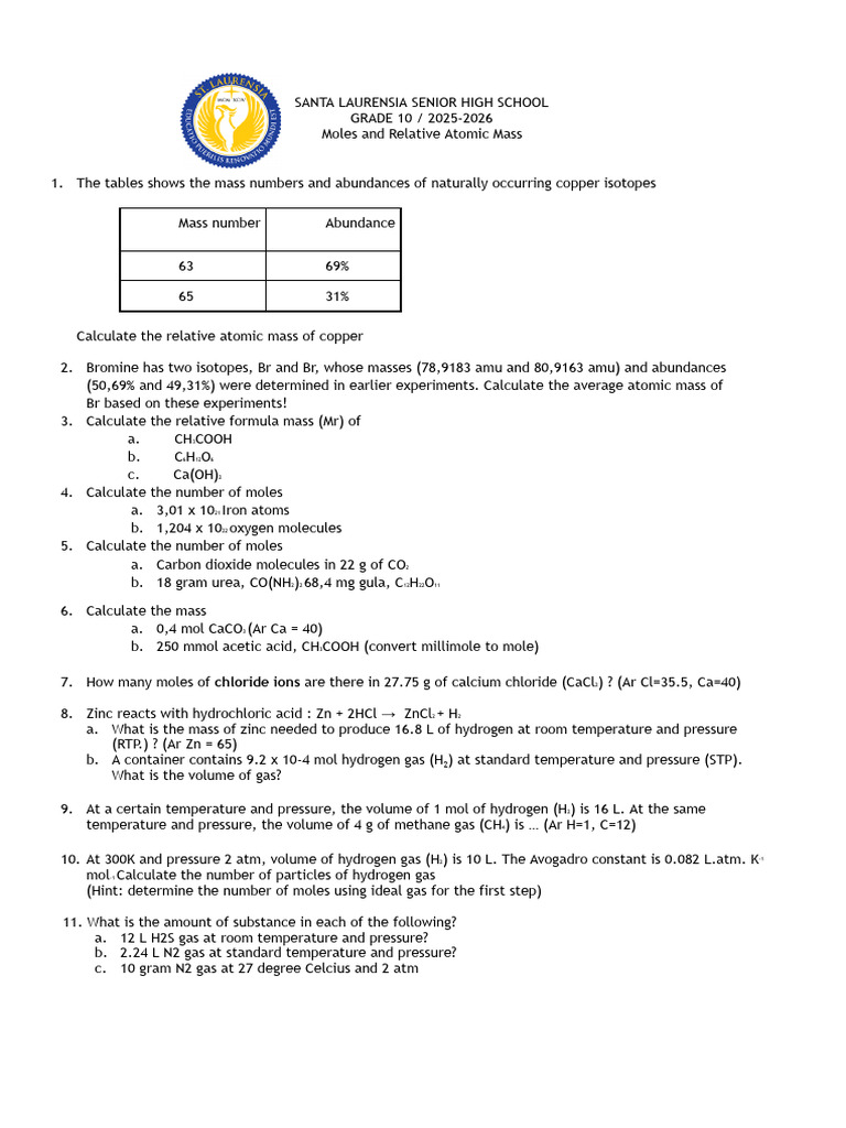 Formative 2 - Stoichiometry.docx | PDF | Mole (Unit) | Chemical Reactions