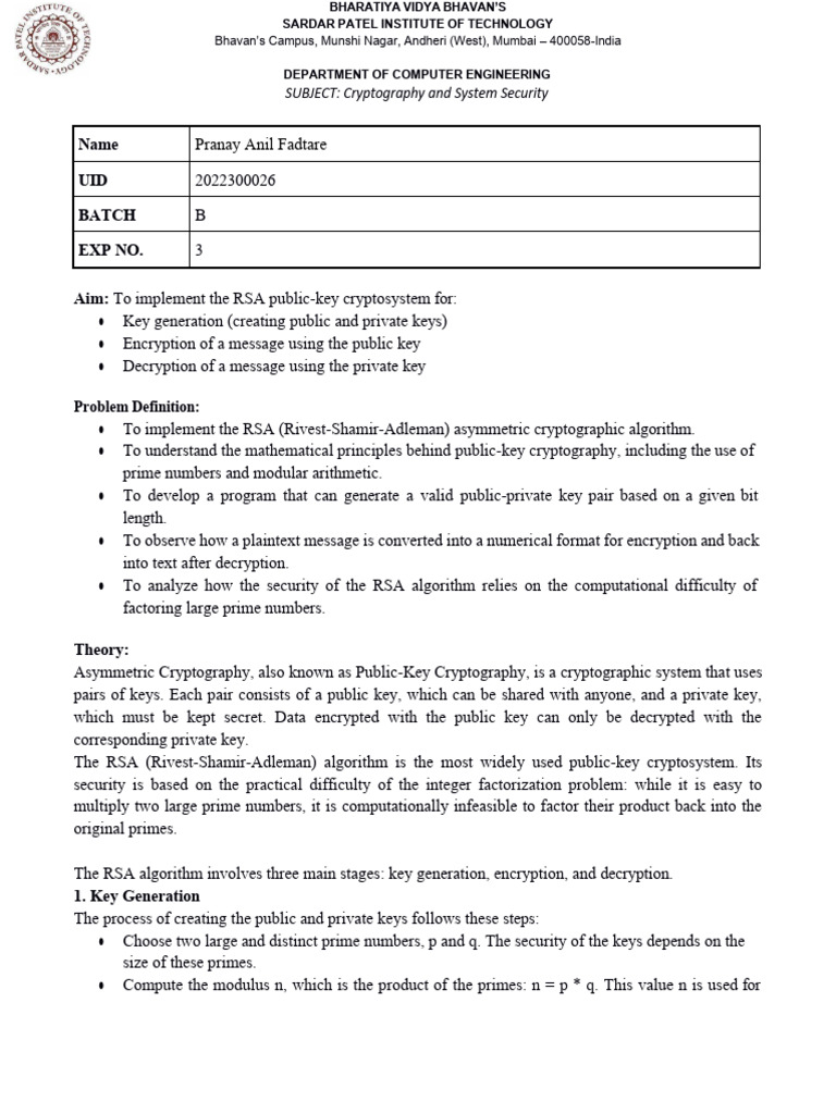 Css Exp3 1 | PDF | Public Key Cryptography | Key (Cryptography)