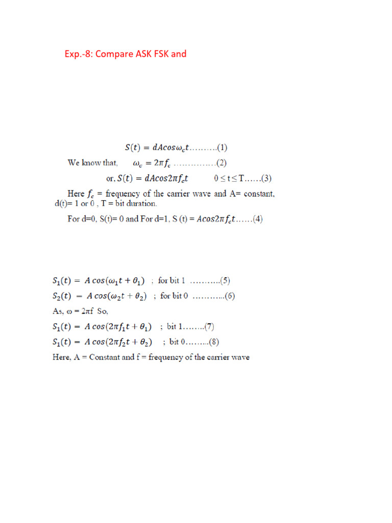 Lab-8-Compare ASK FSK PSK-Modulation Noise DMAK | PDF | Signal To Noise Ratio ...