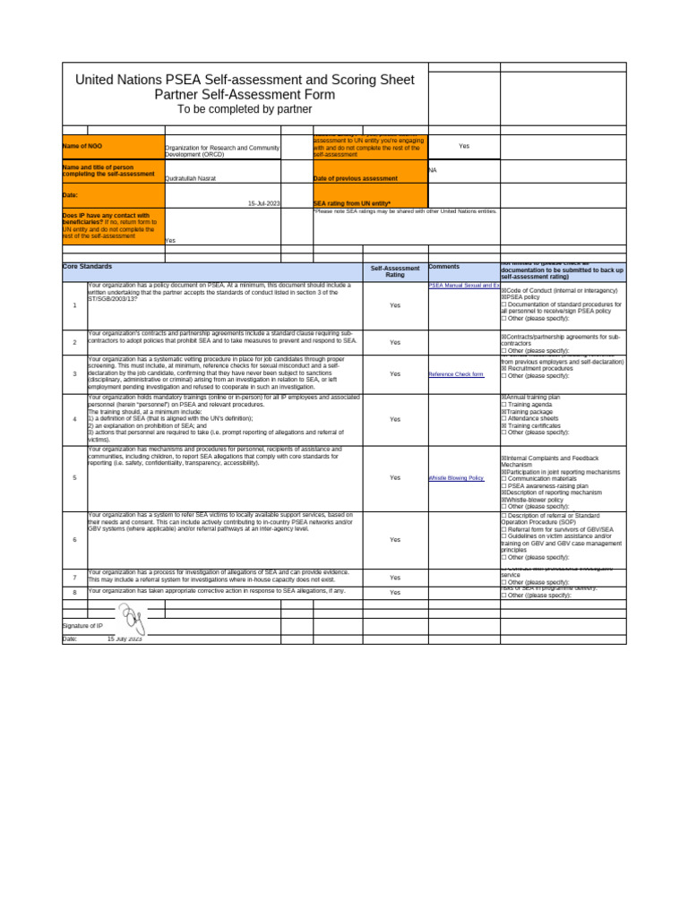 UN PSEA Self-Assessment Overview | PDF | Employment | United Nations