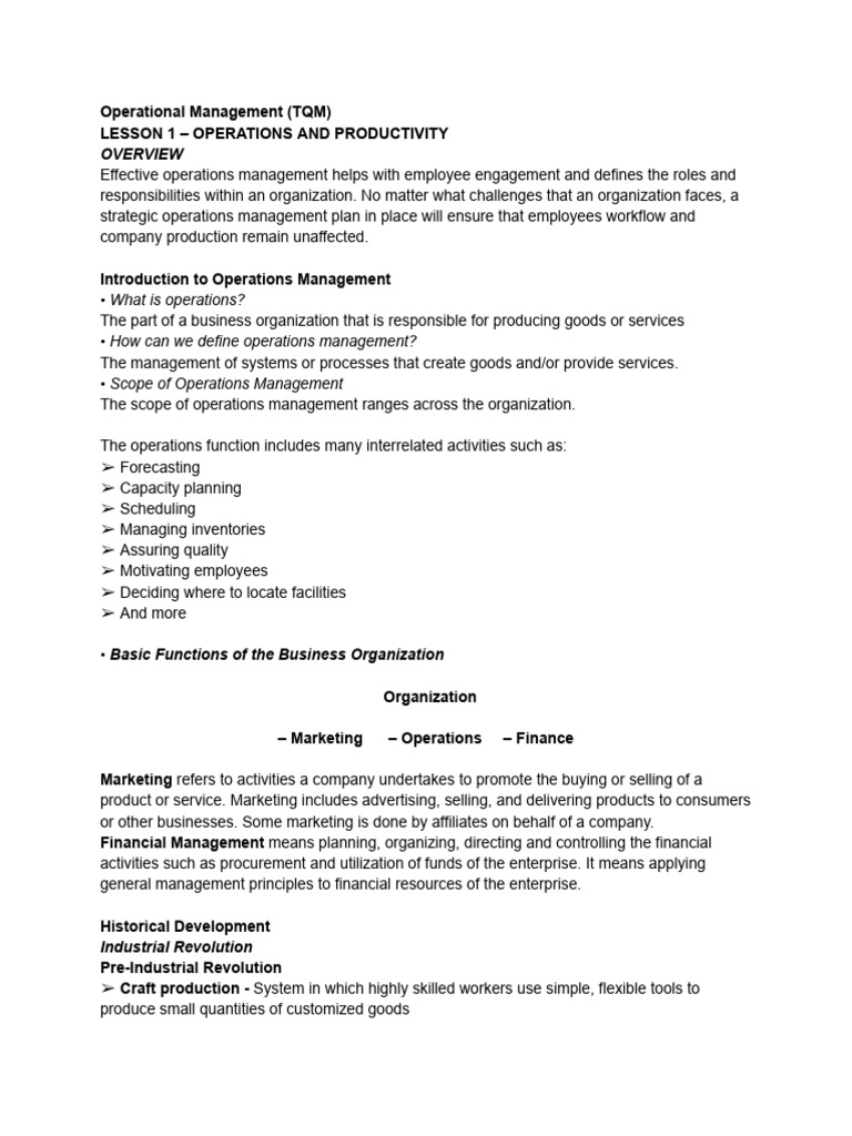 Operations Management Fundamentals Guide | PDF | Operations Management ...