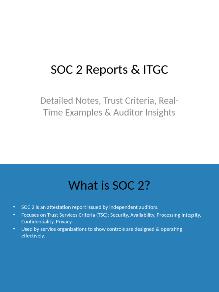 Soc 1 2 3 Itgc Report | PDF | Audit | Business