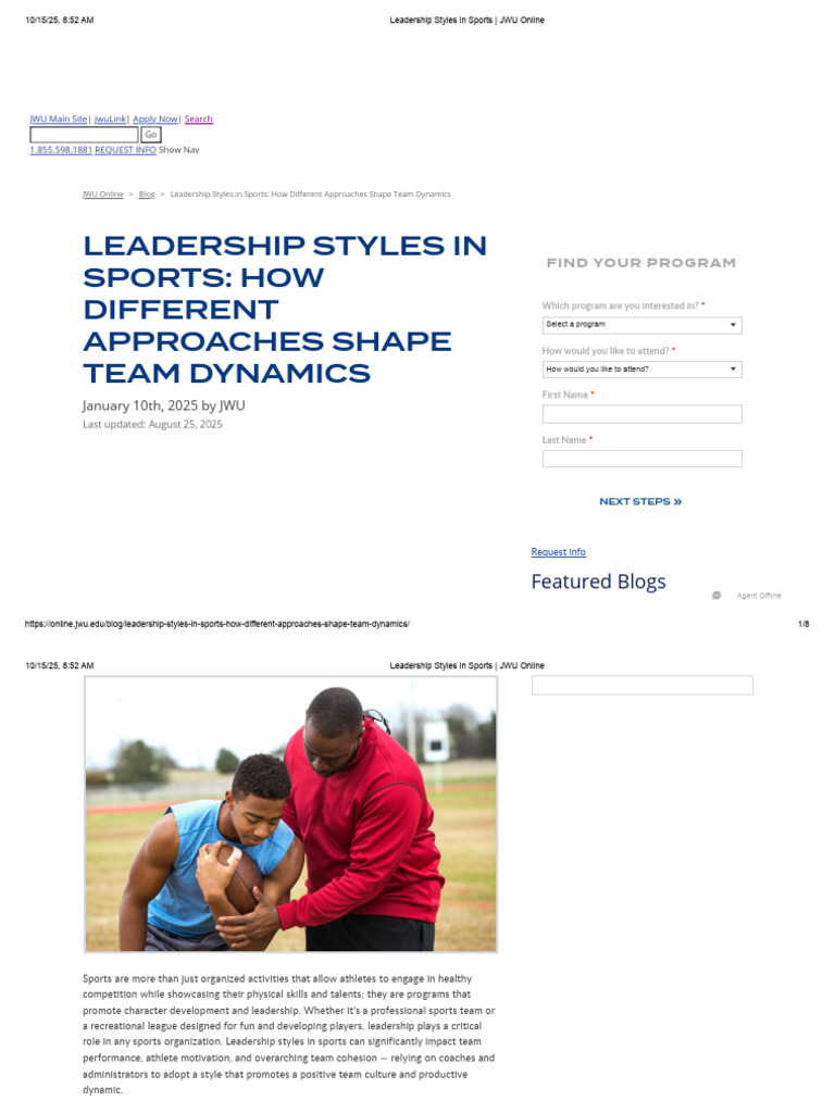 Leadership Styles in Sports Explained | PDF | Leadership ...