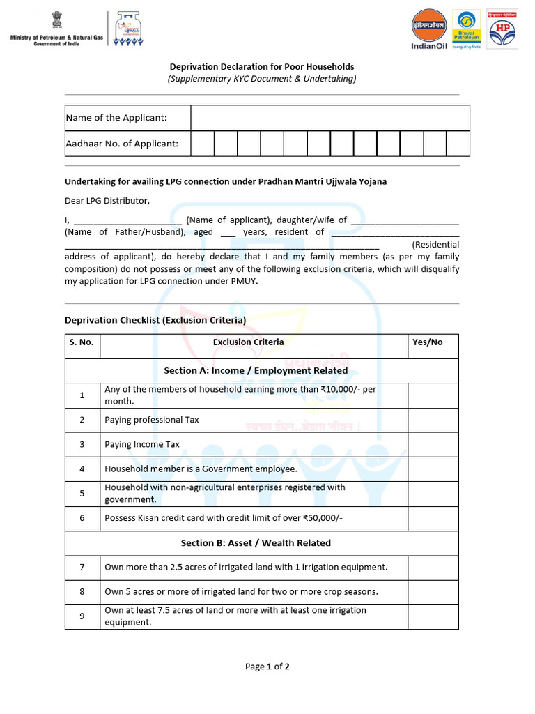 Deprivation Declaration For Poor Households English | PDF | Economies