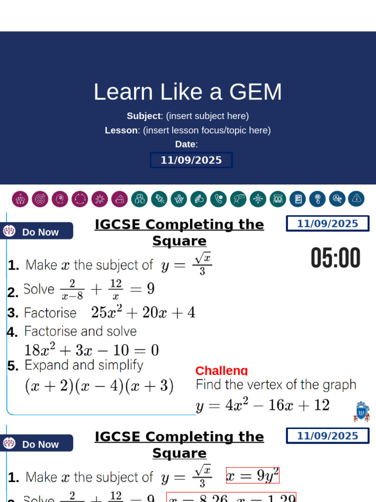 IGCSE Completing the Square Guide | PDF