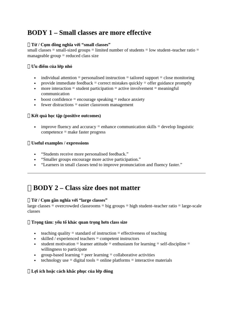 Benefits of Small vs. Large Classes | PDF