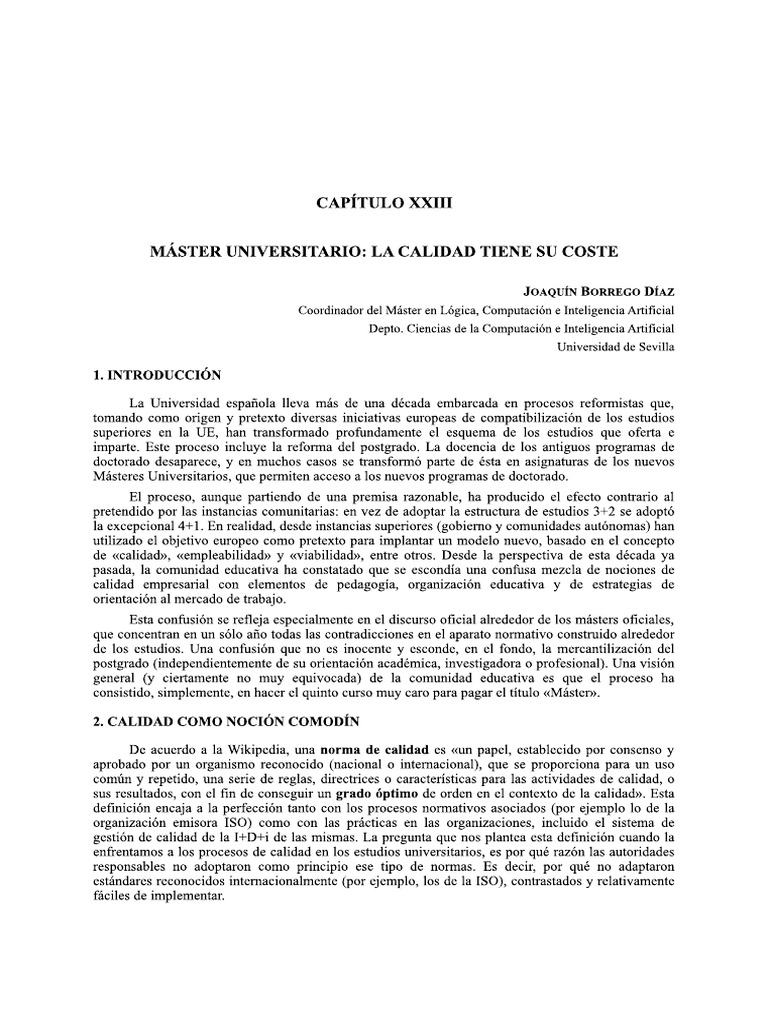 Master Universitario, La Calidad... | PDF