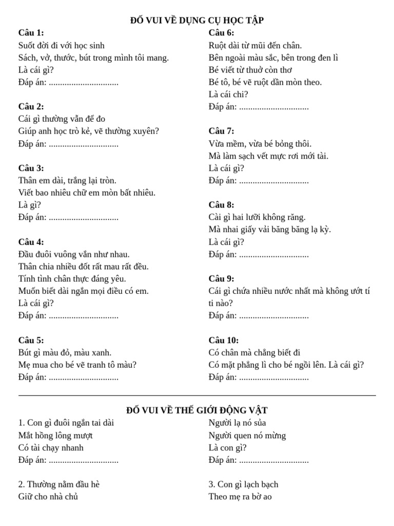 ĐỐ VUI | PDF