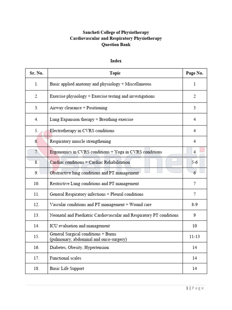 CVRS Question Bank | PDF | Respiratory Diseases | Heart