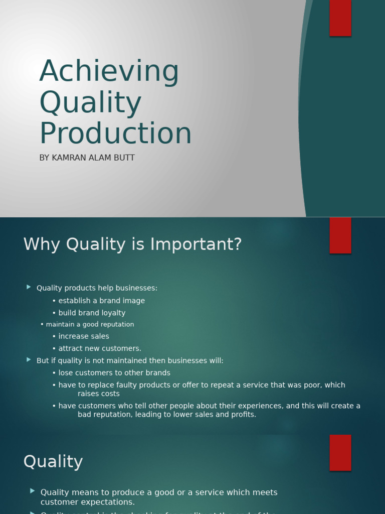 Importance of Quality in Production | PDF | Quality Assurance | Quality ...