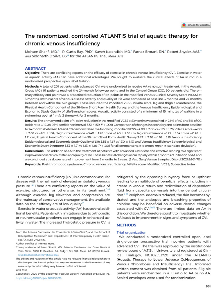 The Randomized, Controlled ATLANTIS Trial of Aquatic Therapy For ...