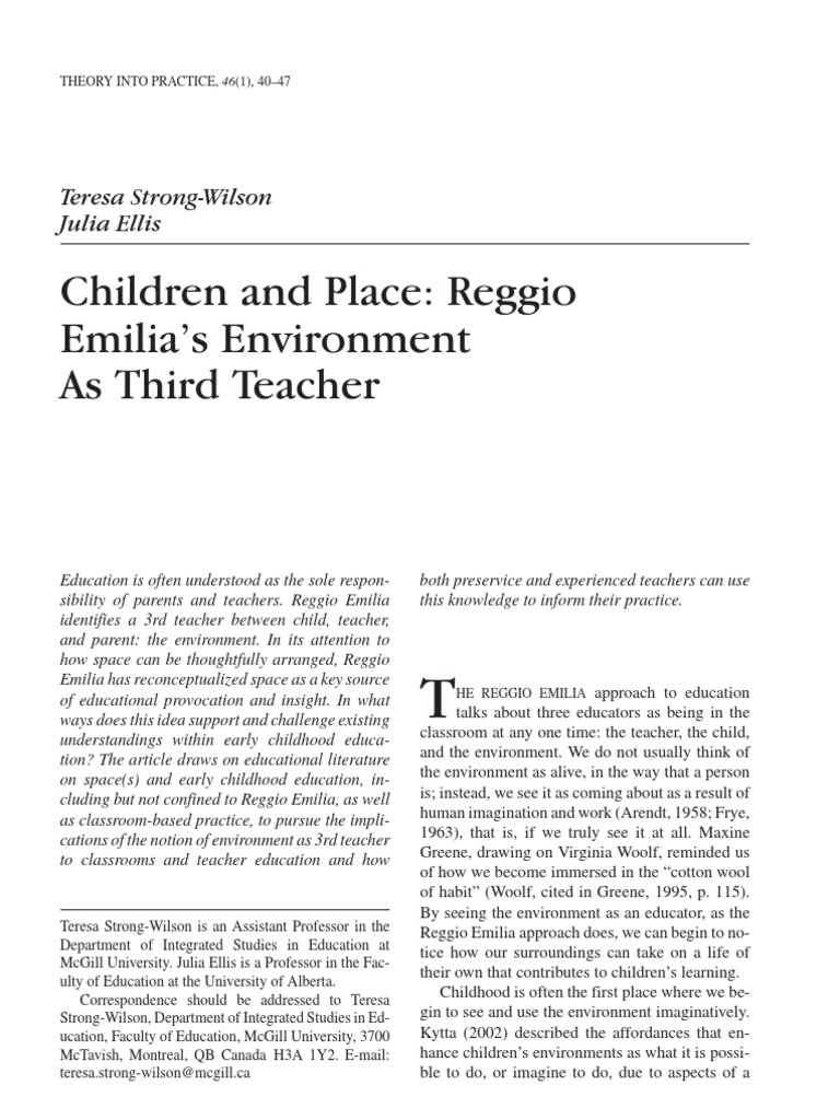 Reggio Emilia: Environment as Third Teacher | PDF | Curiosity | Classroom