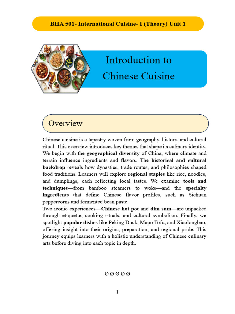 NEW UNIT 1 Introduction To Chinese Cuisine | PDF | Chinese Cuisine ...