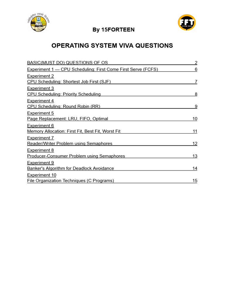 Operating System Viva Questions by FFT | PDF | Scheduling (Computing) | Database Index