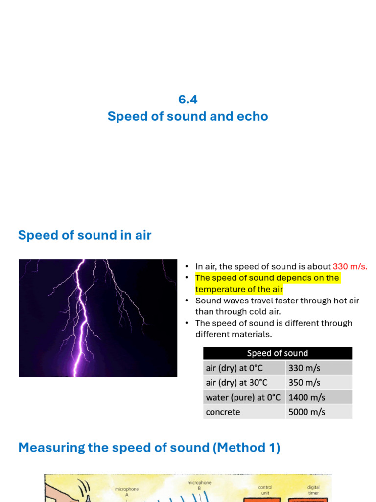 6.4 Speed of Sound and Echo | PDF | Sound | Speed
