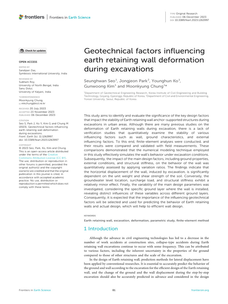 Geotechnical Factors Influencing Earth Retaining W | PDF | Elasticity ...