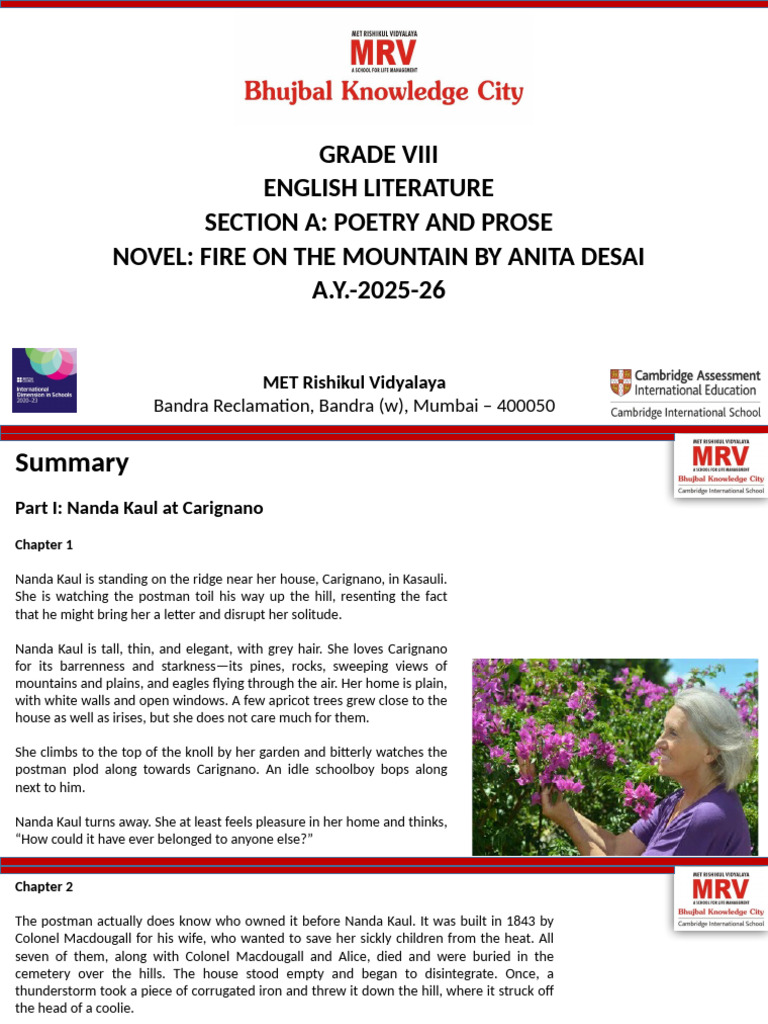 MET Rishikul VidyalayaMRV - Grade 8 - English Literature - TERM I ...