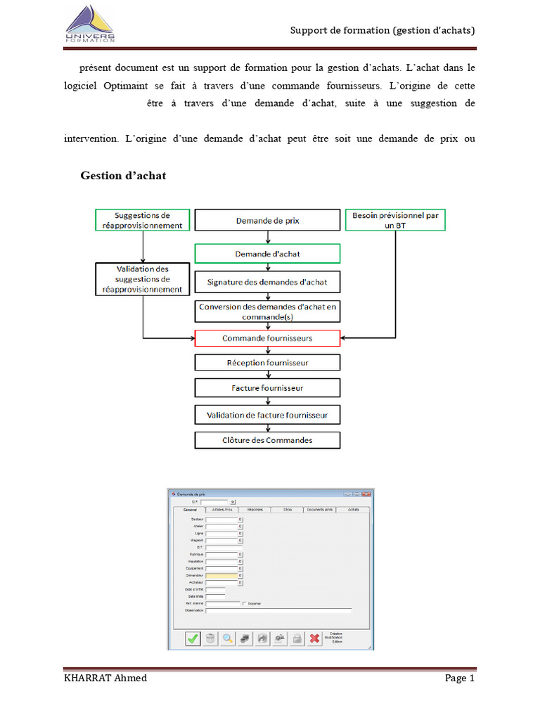 Guide de gestion des achats avec Optimaint | PDF | Facture | Informatique