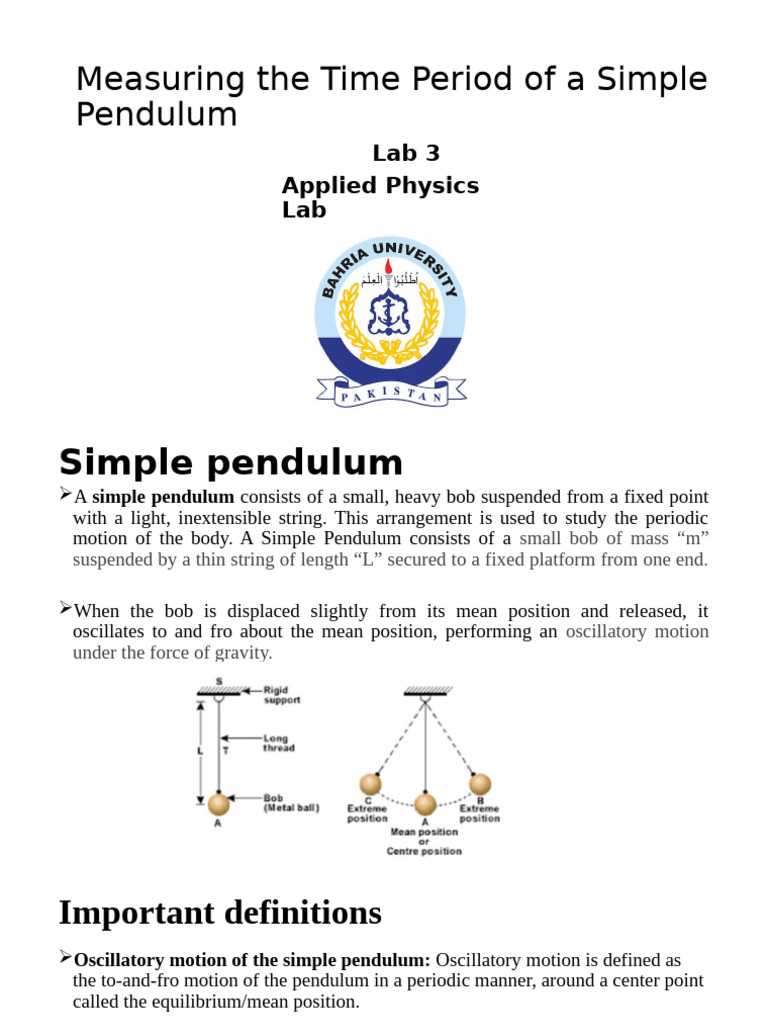 Time Period Measurement of Simple Pendulum | PDF | Pendulum | Oscillation