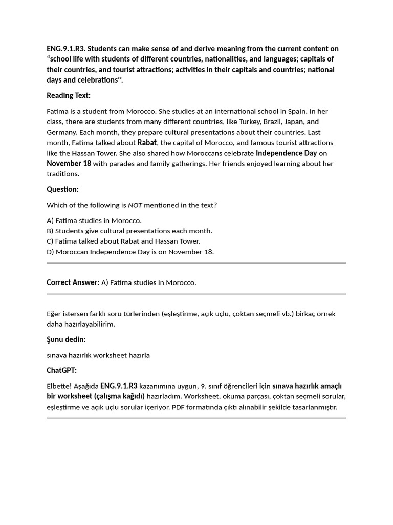 Preparation Worksheet | PDF | Pasta | Spice