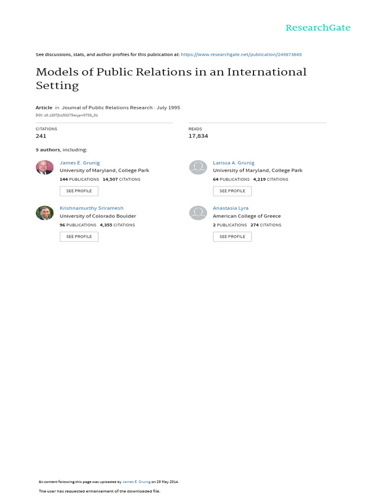 Models of Public Relations in An International Setting | PDF ...