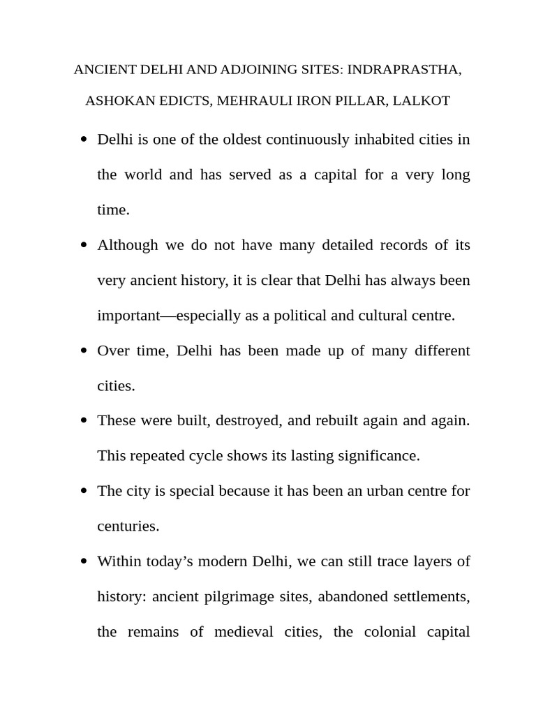 Ancient Delhi: History and Significance | PDF