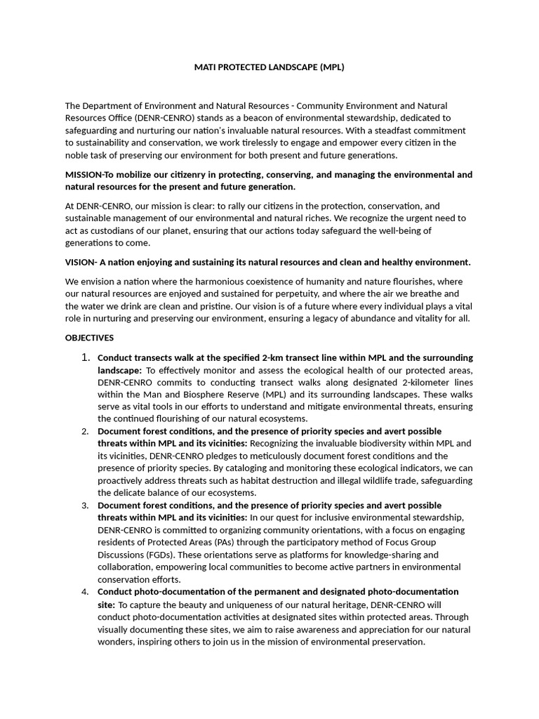 MATI Protected Landscape Conservation Efforts | PDF | Conservation ...