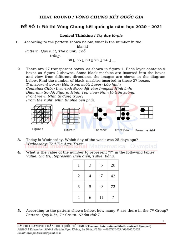 Heat Round / ĐỀ SỐ 1: Đề thi Vòng Chung kết quốc gia năm học 2020 - 2021 | PDF