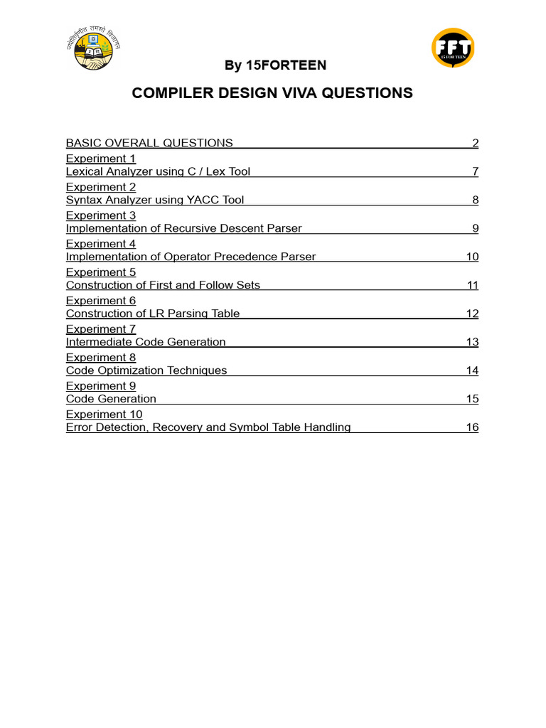 Compiler Design Viva Questions Guide | PDF | Parsing | Compiler