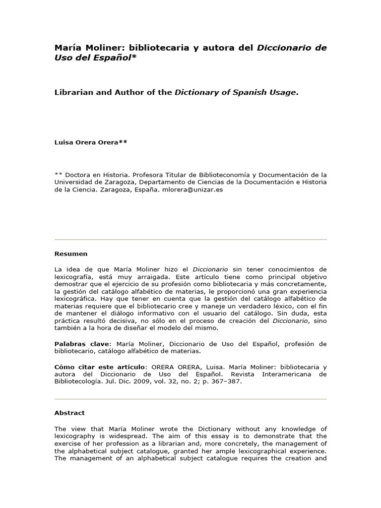 Maria Moliner | PDF | Bibliotecas | Diccionario