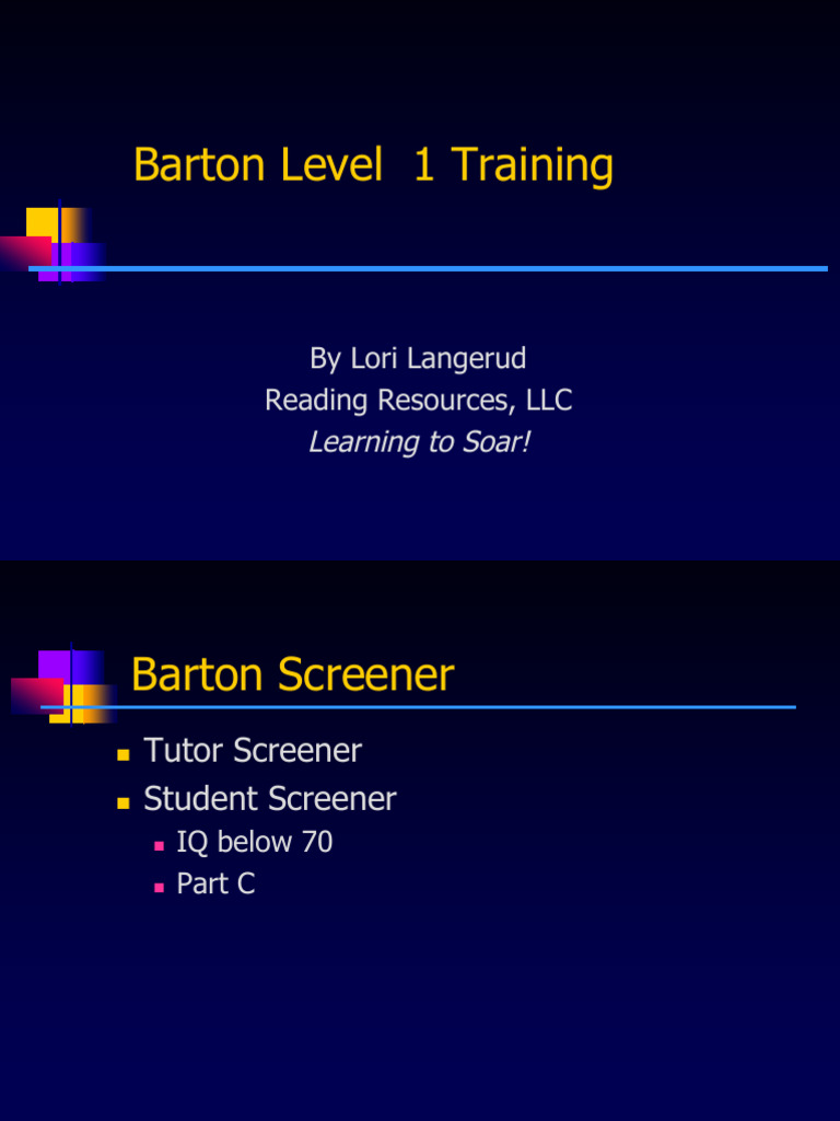 Barton Level 1 Powerpoint_1 | PDF