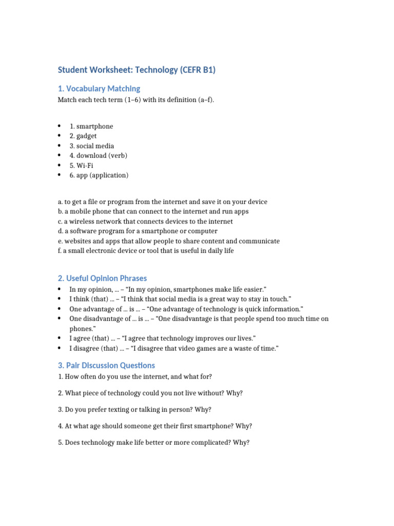 Technology Vocabulary and Discussion Guide | PDF