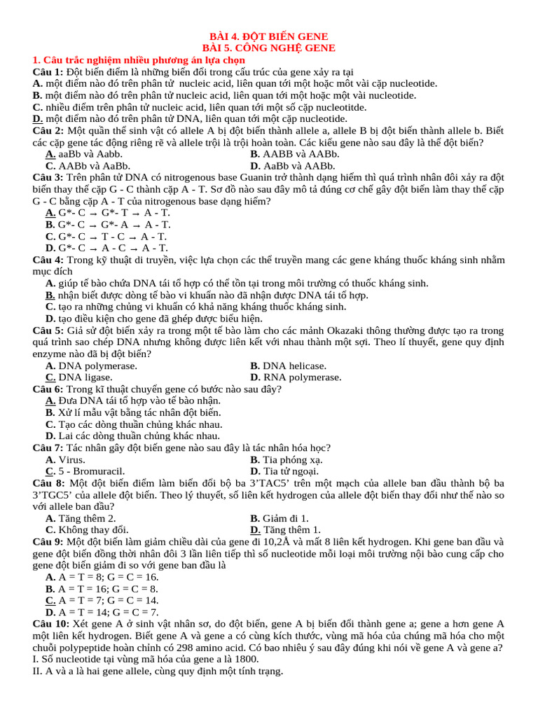 B4 ĐB Gene, 5 Công Nghệ Gene ĐA | PDF
